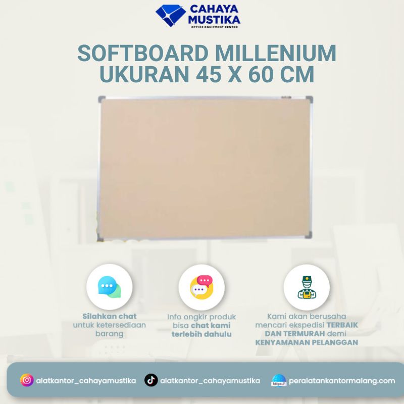Softboard Papan Mading Millenium Ukuran 45 x 60 - Distributor Peralatan ...