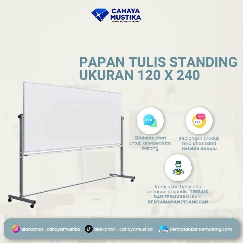 Papan Tulis Whiteboard Standing Single Face Ukuran 120 x 240 ...