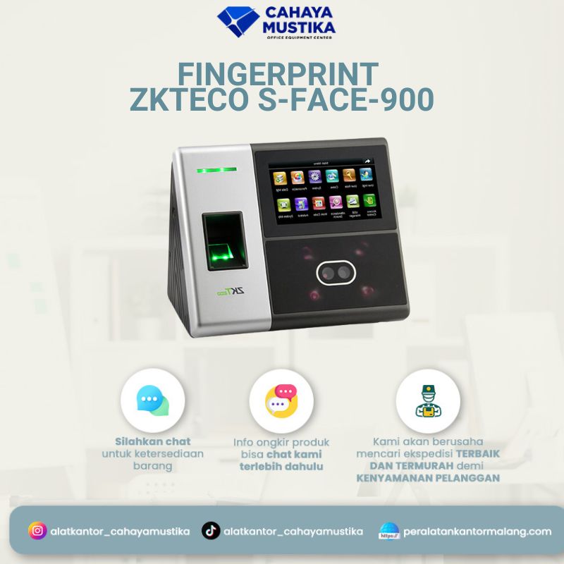 Fingerprint Mesin Absensi Zkteco S-Face-900 - Distributor Peralatan ...