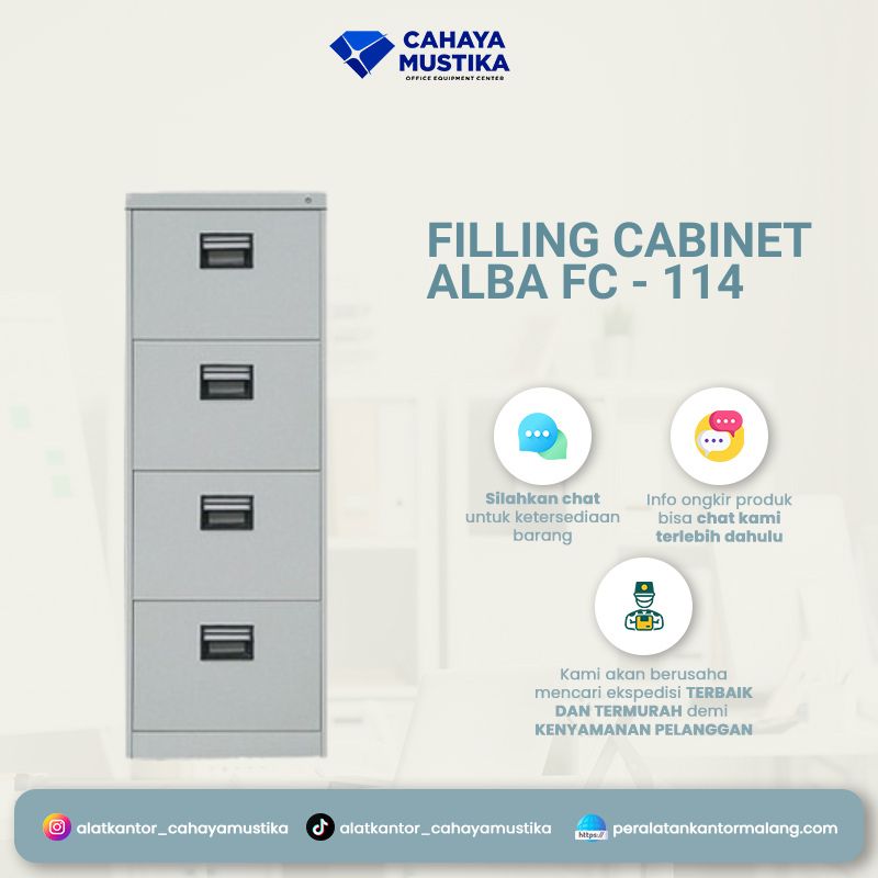 Filling Cabinet Besi Alba FC-114 (4 Laci) - Peralatan Kantor Malang