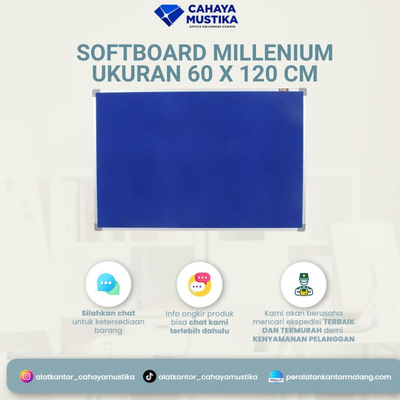 Softboard Papan Mading Millenium Ukuran 60 x 120 - Peralatan Kantor Malang