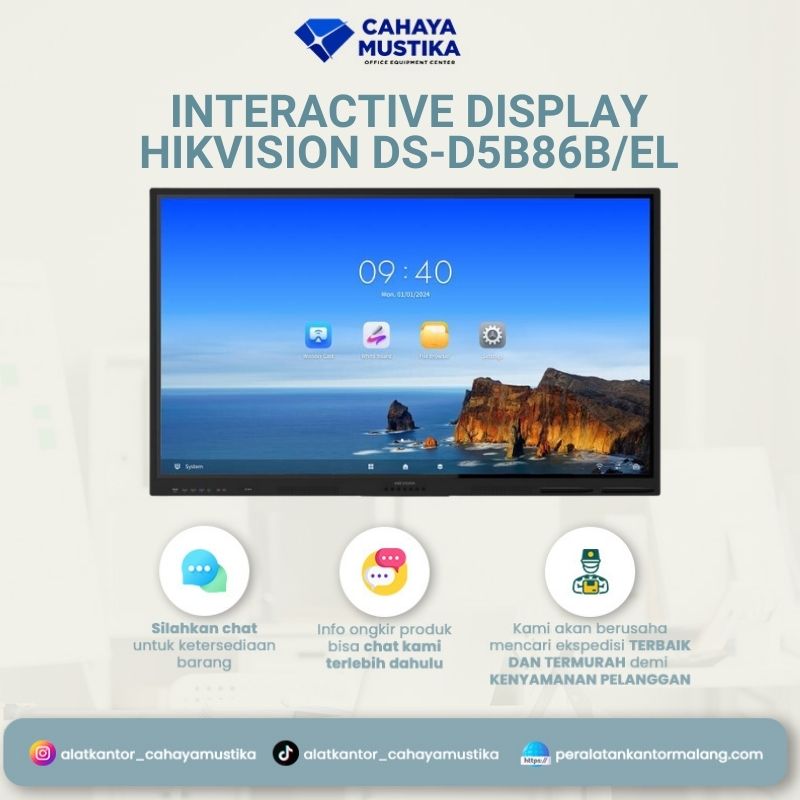 Interactive Flat Panel Display Hikvision DS-D5B86B/EL - Distributor ...