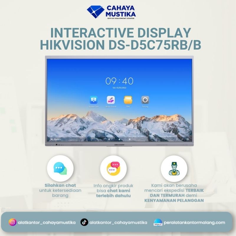 Interactive Flat panel Display Hikvision DS-D5C75RB/B - Distributor ...