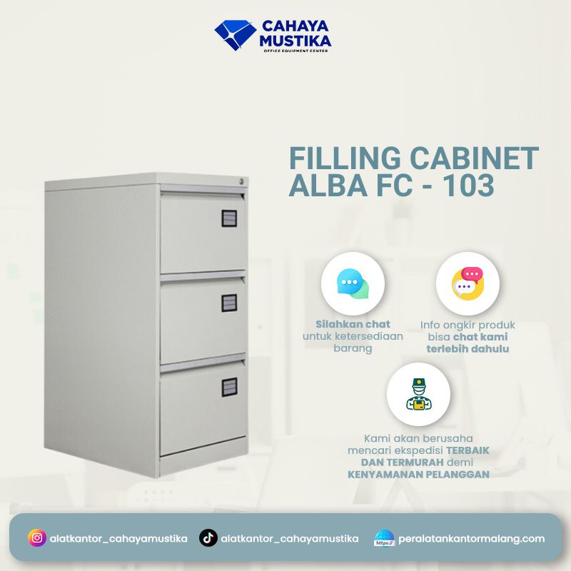 Filling Cabinet Besi Alba FC-103 (3 Laci) - Peralatan Kantor Malang