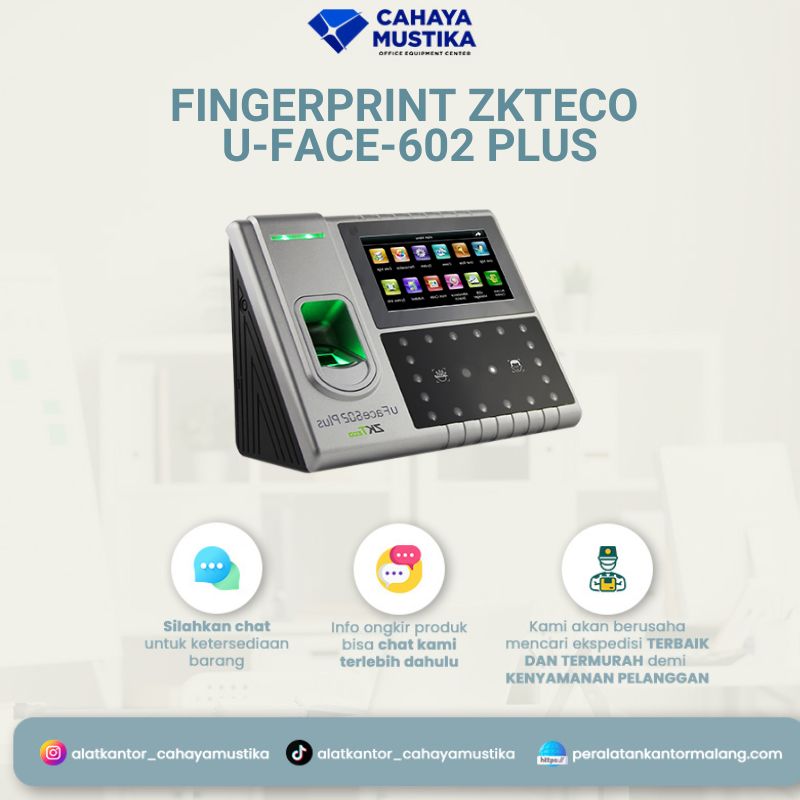 Fingerprint Mesin Absensi ZKteco U-Face-602 Plus - Distributor ...